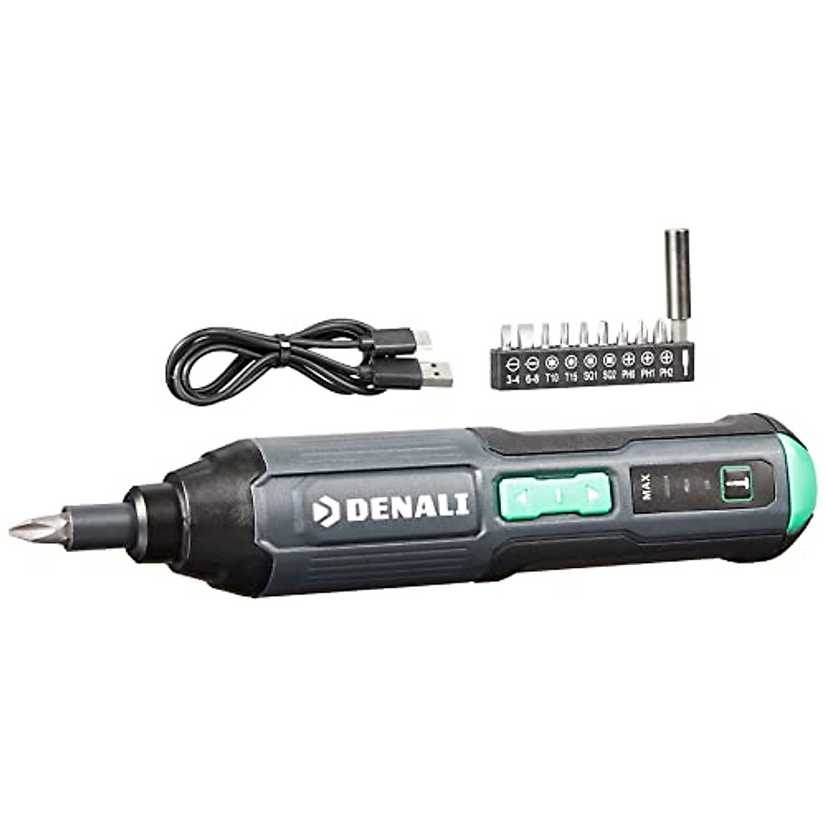 Amazon Brand - Denali by SKIL 4V Cordless Stick Screwdriver with 10-Piece Bit Set and USB Cable