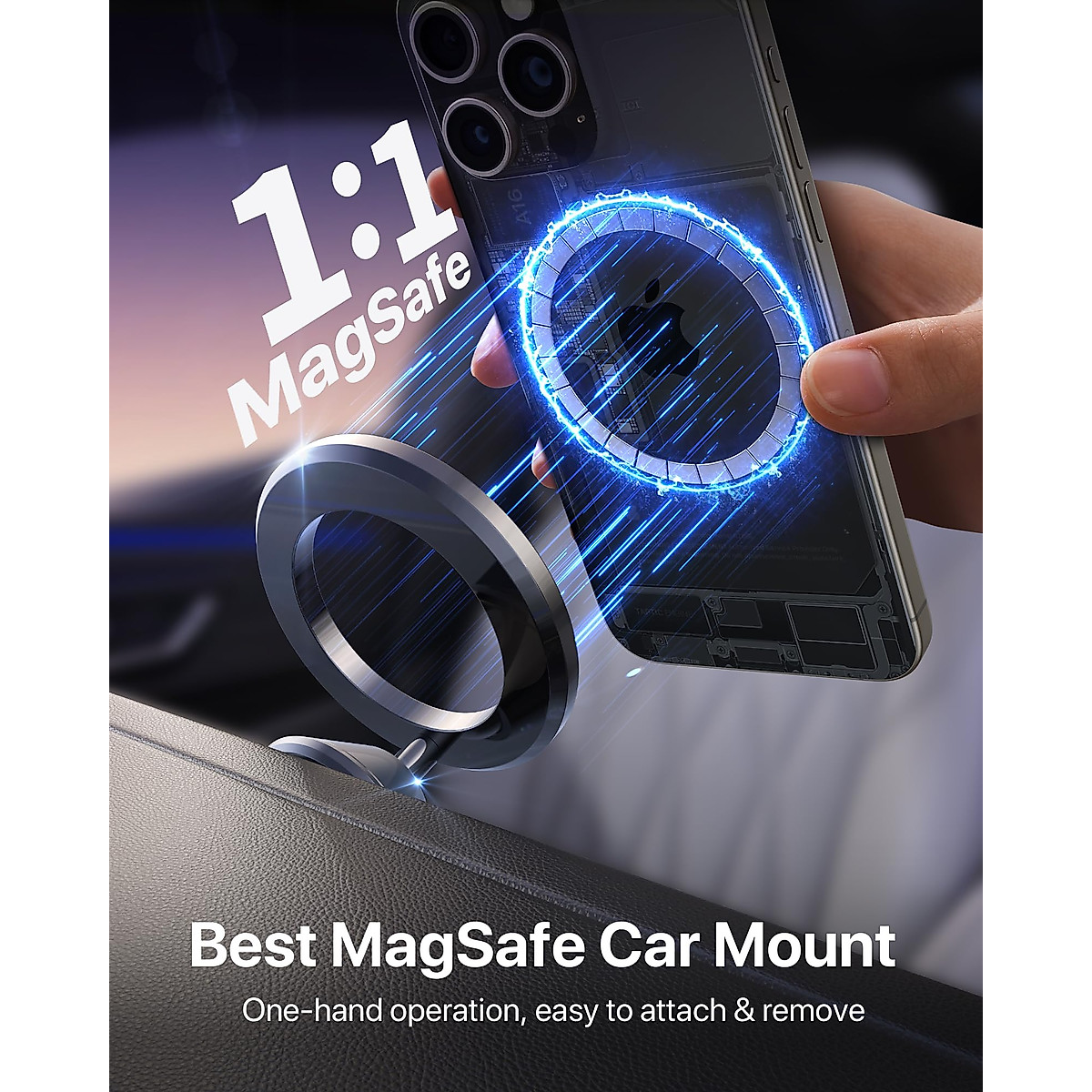 andobil for Magsafe Car Mount [Strongest Magnet, Easy Installation] All Metal Magnetic Cell Phone Holder Car, 360° Air Vent Car Phone Mount, Fits for iPhone 15 14 13 12 Pro Max Samsung S24 S23 Ultra