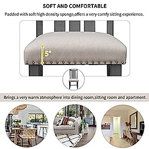 ARCLIS Farmhouse Dining Chair Set of 2, Fabric Upholstered Kitchen Room Chairs with High Backrest Mid Century Modern Side Dining Room Chairs Solid Wood Chairs for Living Room (Grey)