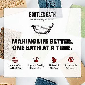 BOOTLEG BATH Natural Bar Soap- Cold Brew Scrub Bar Hempseed Oil and Coffee, Natural Exfoliating Body Soap for Men and Women, Eco Friendly, Handcrafted Body Soap Made in USA, 4.4 oz Each Bar