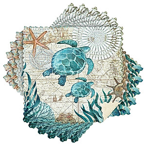senya Vintage Ocean Sea Turtle Starfish Map Print Dish Cloths 6 Pack Dish Towels Reusable Cleaning Cloths Kitchen Hand Towels