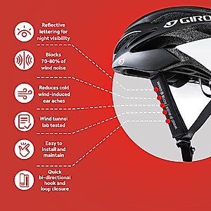 Wind-Blox Pro Noise Block Helmet Attachment Strap, Noise Reduction Bicycle Helmet Accessory, Wind Blocker Biking and Cycling Gear, Helmet Add-On with Adjustable Straps