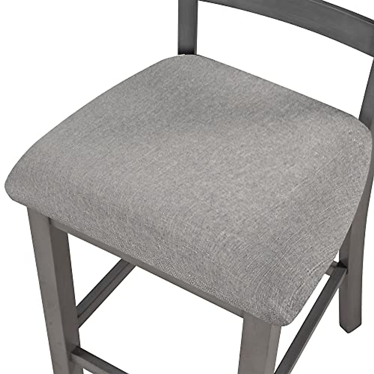UMISOL 5 Piece Square Dining Table Set for Small Space, Farmhouse Style Counter Height Table Set with 2 Tier Storage Shelving and 4 Padded Chairs (Gray)