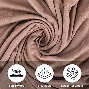 PHOGARY 2 PCS Snap Hijab for Women, Islamic Muslim Ready To Go Instant Hijab for Women Hijab Undercap with Tie Back Buttons Solid Color Modal Head Wraps Hair Wraps Turbans for Women, Khaki+Beige