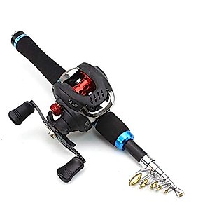 ZYHYD 1.65M Ultra Short 33CM Throwing Fishing Rod + 13BB Water Drop Wheel Set, Carbon Fiber Portable Telescopic Rod Fishing Wheel Combination ZYHYD (Color : Rod+Right Hand Reel)
