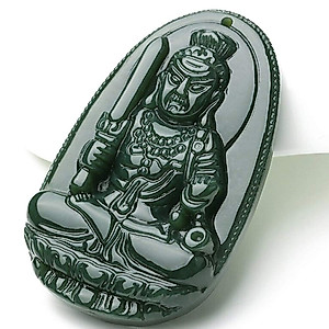 EASTCODE Fine Jewelry 100% Pure Natural Jade Hand Carving Acalanatha Bodhisattva Buddha Necklace Pendant