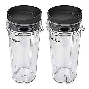 Replacement Parts Two Pack 16-Ounce (16 oz.)Single Serve Cup with lid Fit for Nutri Ninja Mega Kitchen SystemsBL770BL771BL772BL773COBL660BL740 and works with Ninja Ultima Blender BL810BL820BL830