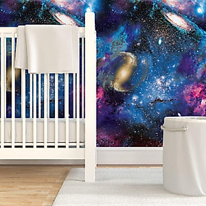 Peel & Stick Wallpaper Swatch - Galactic Dreams Galaxy Outer Space Nebula Night Sky Stars Science Cosmos Custom Removable Wallpaper by Spoonflower