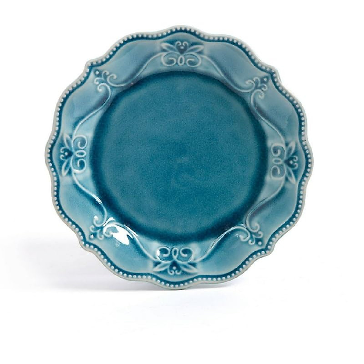 GADEN 12-Piece Dinnerware Set Denim Household Plate Bowl Embossed Tableware Combination (Color : D, Size : As Shown)