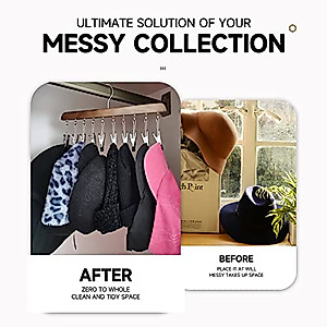 YI Boutique Hat Organizer, Wooden Hat Hangers for Closet, Hat Racks for Baseball Caps, Set of 2 Cap Organizer with 10 Adjustable Stainless Steel Clips, Hat Storage Fits All Caps