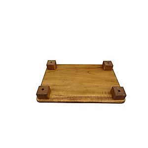 Foot Stool, 2" Tall, Poplar, (Made in The USA) (2" Tall Sq Legs, Maple Stain)