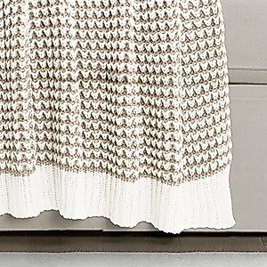 Lush Decor Chic and Soft Knitted Throw Blanket, 60" x 50", Neutral