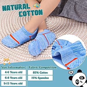 Eocom Kids Boys Ankle Socks Low Cut Athletic Cotton Sport Socks For Little Boys 6 Pairs (Multi Color, 6-8 Years)