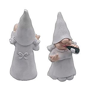 MINICAR Funny Female Gnome Statue for Outdoor Garden Yard Decoration Home Office Lady Knome Figurine Decor, Novelty Unique Paintable Gnome Gift for Women