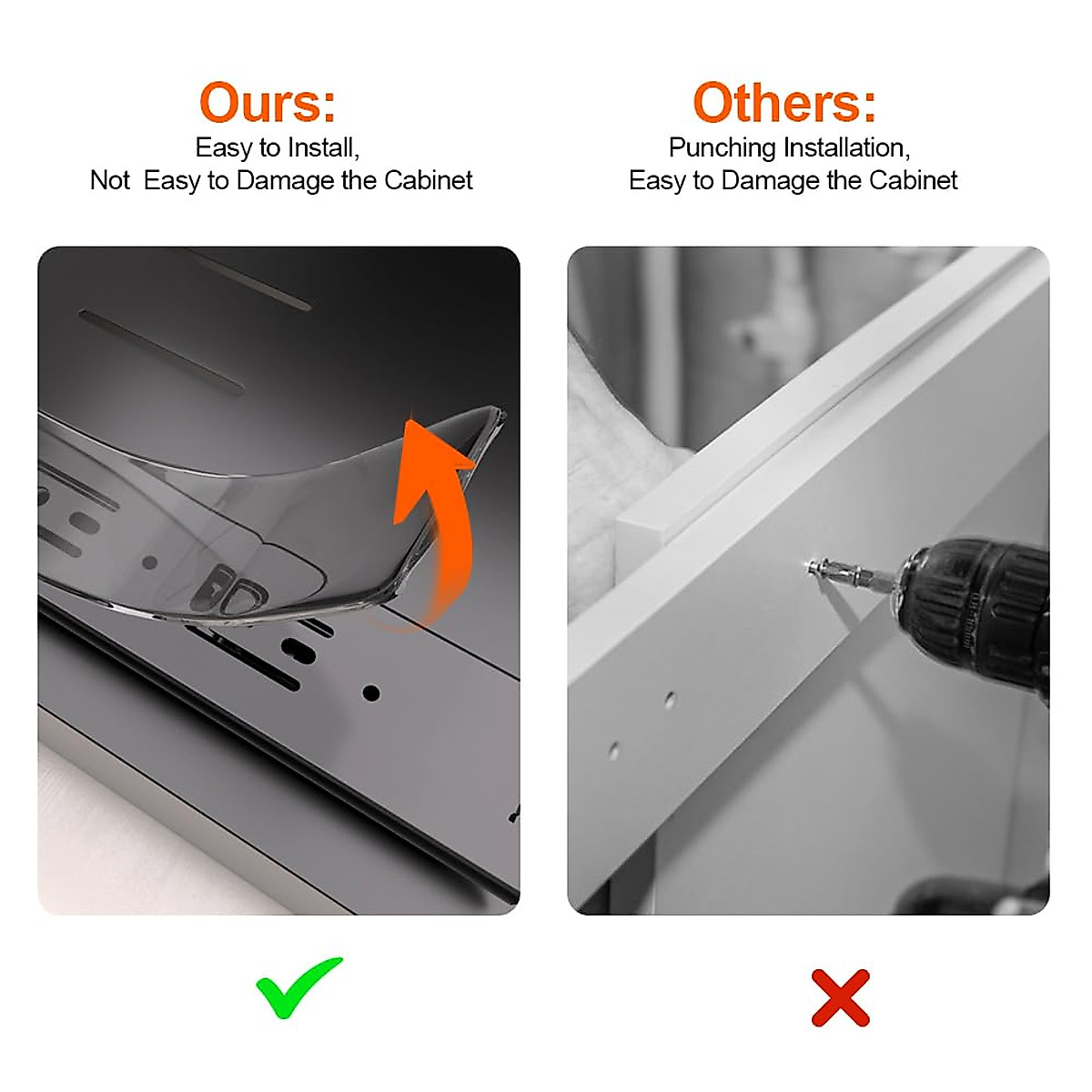 Pull Out Cabinet Organizer, Carbon Steel Cabinet Drawers Slide Out, Pantry Storage Shelves with Nano Adhesive Strip for Kitchen, Bathroom and Living Room 9.8"W X 16.5"D X 2.7"H.