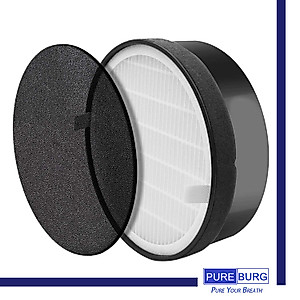 PUREBURG MD1-0039 Replacement True HEPA Filter Kit Compatible with Vornado MD1-0039 Fits Models CYLO50 CYLO51 QUBE50 Air Purifiers, H13 Activated Carbon,2-Pack