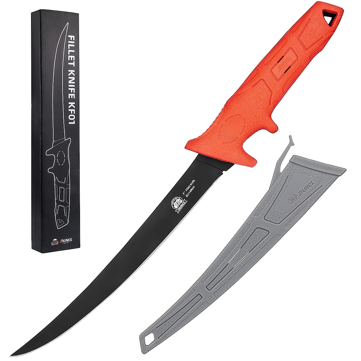 RUNCL Fillet Knife Fishing,Sharp 8Cr14MoV Stainless-Steel Blade with Corrosion Resistant Coating, 7"/8"/9" Professional Level Knives for Filleting and Boning, Non-Slip Handles（9 inch）