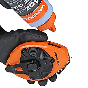 VANQUISH 2 Piece Aluminum Chalk Line Reel 100 Ft. with 4 Oz Blue Chalk Carpenter Construction Chalk Tools 5 to 1 Gear Ratio for Quick Rewind (4301)