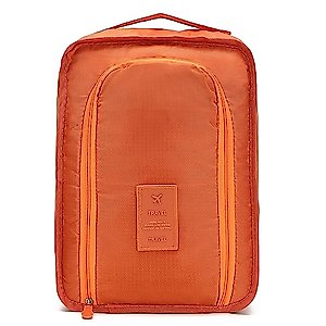 Hualibao Travel Shoes Pouch Shoe Bag with Handle Holds 1 Pairs of Shoes, Shoe Packing Cubes for Travel(Orange)