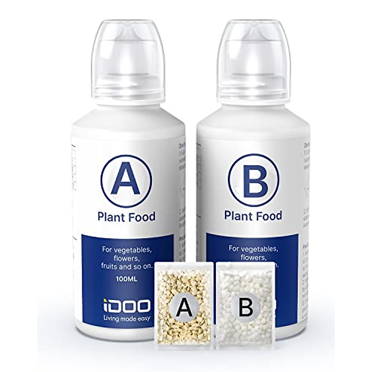 iDOO Indoor Plant Food (400ml in Total), Water Soluble All-Purpose Concentrated Fertilizer for Hydroponics System, Potted Houseplants