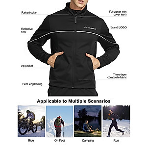 INBIKE Men's Cycling Jacket, Winter Fleece Thermal Windproof Soft Shell Wind Coat Black Small