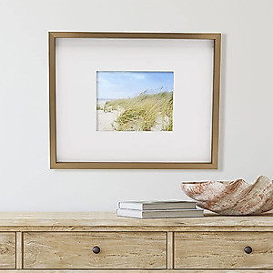 Mikasa Gallery Frame-16.93 x 21.06 in. Photo without Mat, 7.5 x 9.5 in. Photo with Mat, 2 mm Beveled Mat, Vertical or Horizontal Display, 17x21 Inch, Champagne