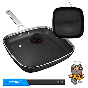 Square Glass Lid 12'', Clear Tempered Glass Vented Square Pan Lid, Replacement Cookware, Frying Pan Cover by IFITTING,1Pack, inner diamater 11.56'' outer diameter 12''