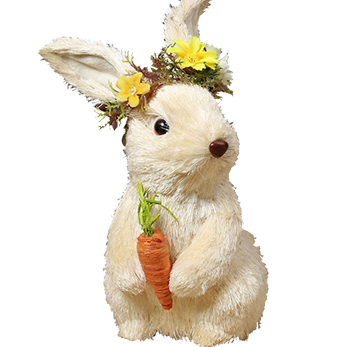 Sisal Easter Figurine Bunny Standing Rabbit Party Home Table Decoration Cute Ornaments Parent Baby Bunny Hug (Carrot A, One Size)