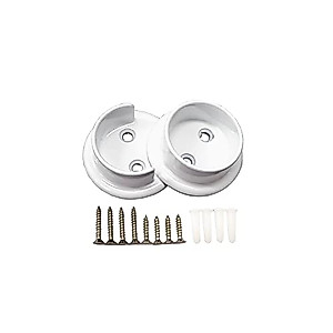 QCAA Heavy Duty Solid Metal Closet Rod Socket Set, 1-3/8'', Matte White, 1 Pair, Made In Taiwan