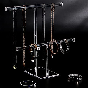 Ausalivan Acrylic Bracelet Holder Display,Small Necklace Organizer Holder,Bracelet Stand for Selling,2 Tier Jewelry Storage Hanging Rack