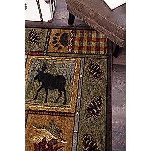 Homespun Cabin Multi-Color Large Area Rugs 9x12 for Living Room & Bedroom - Cabin, Lodge and Farmhouse Style Rustic Indoor Carpet