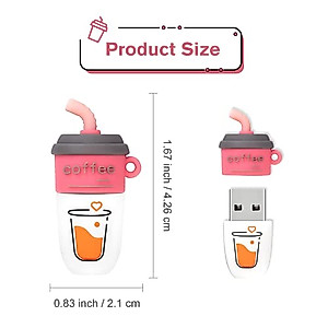 LEIZHAN Cute Coffee USB Flash Drive Computer Memory Stick USB Pendrive for Teachers, Students, Family and Friends (32GB, Pink Coffee)
