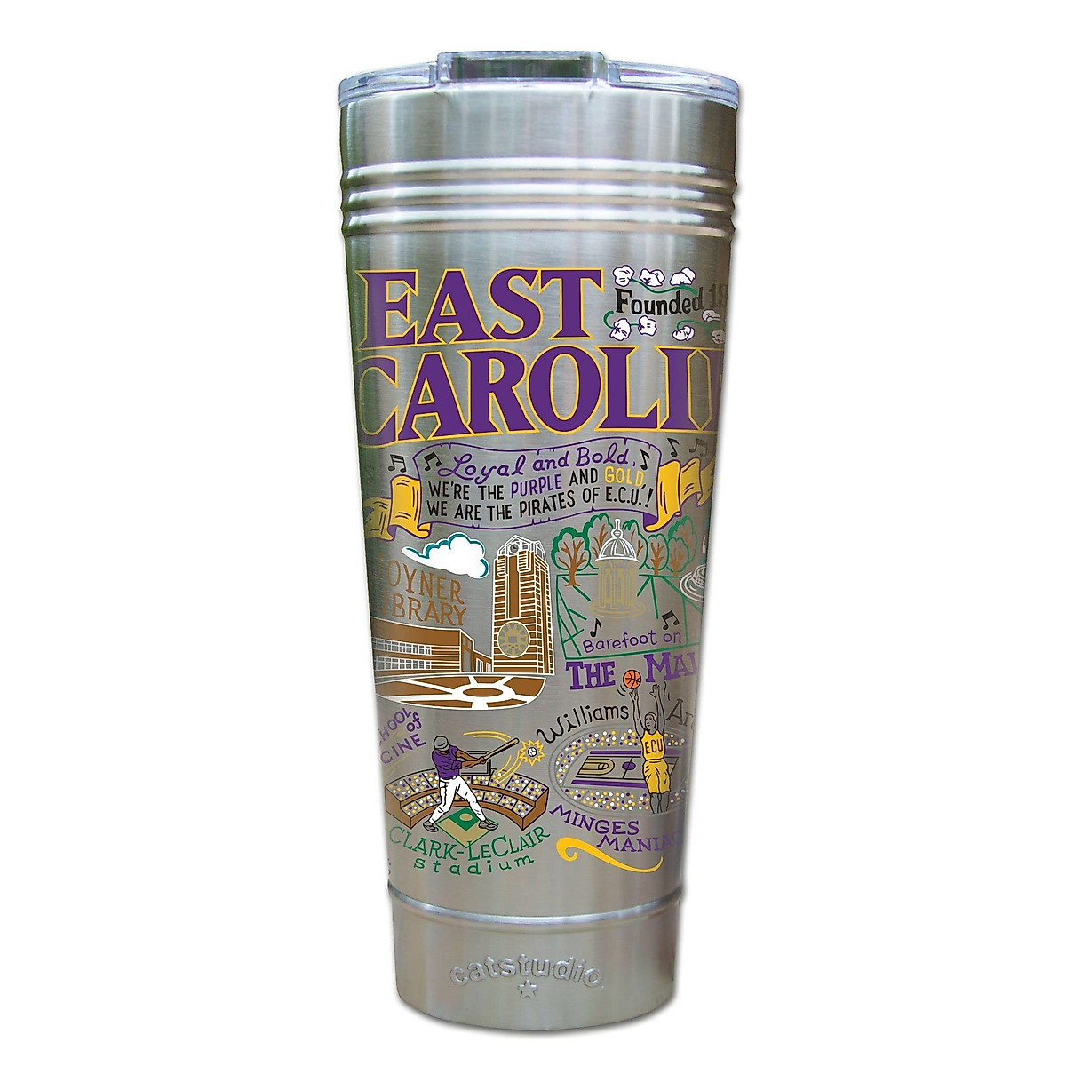 Catstudio East Carolina University Collegiate Thermal Tumbler | Triple Wall Insulation With Non Slip Bottom | Great College Travel Cup for Water, Coffee, Tea, or Smoothies