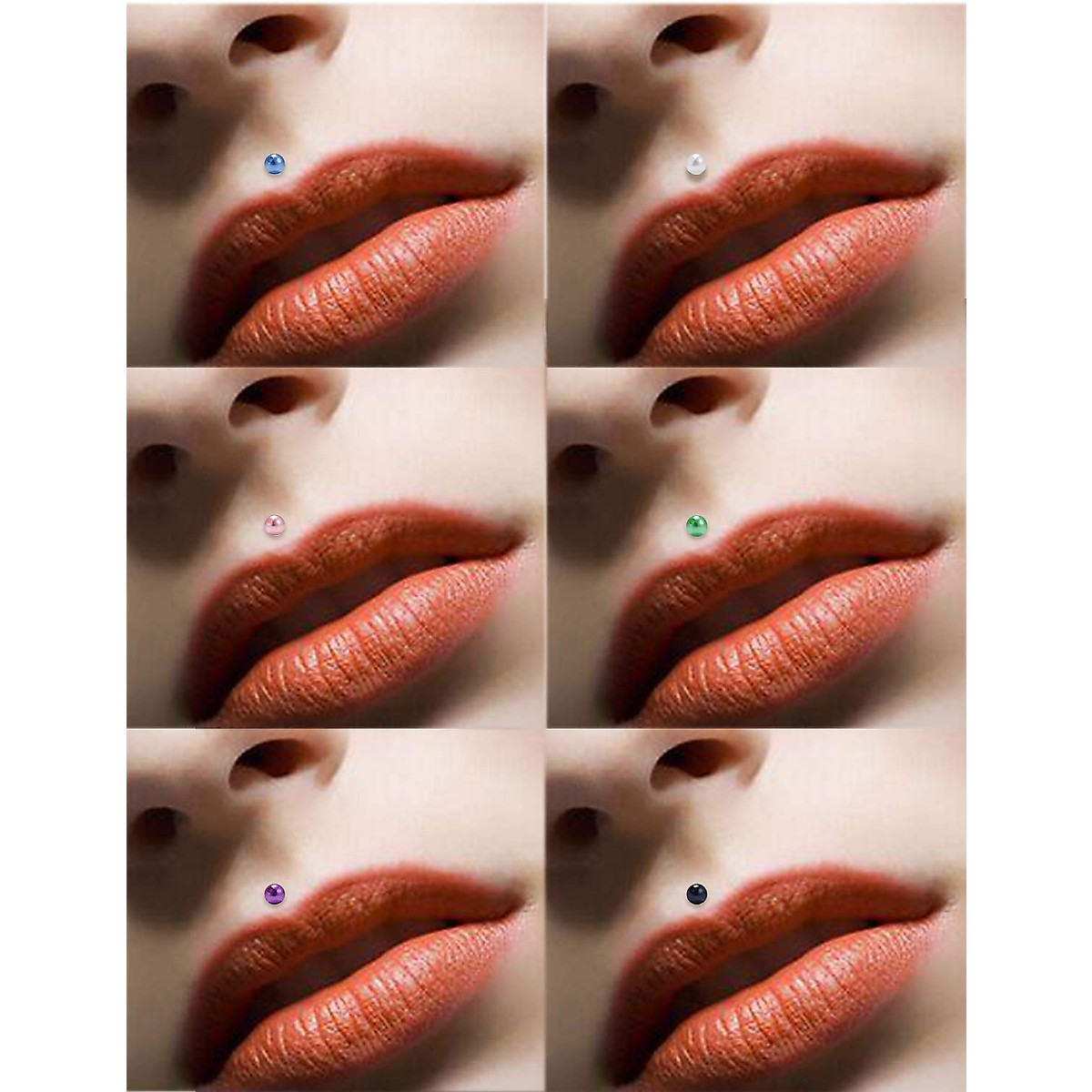 Gadeaila 48pcs 16G Lip Rings Stainless Steel Labret Monroe Lip Rings Nail Cartilage Tragus Helix Earrings Studs Ring Medusa Piercing Jewelry for Women Men 6mm 8mm 10mm