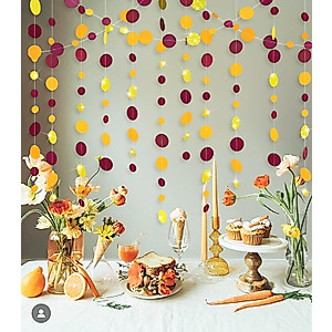 Fall Birthday Party Decorations/Fall Bridal Shower Decorations Thanksgiving Party Decorations Burgundy Orange Gold Circle Paper Garlands/Fall Party Decorations