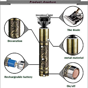 KEMEI Hair Clippers for Men Professional Cordless Electric Hair Grooming Trimmer, USB Rechargeable T-Blade 0mm Zero Gapped Baldheaded Haircut Styling Tools Kit,Buddha
