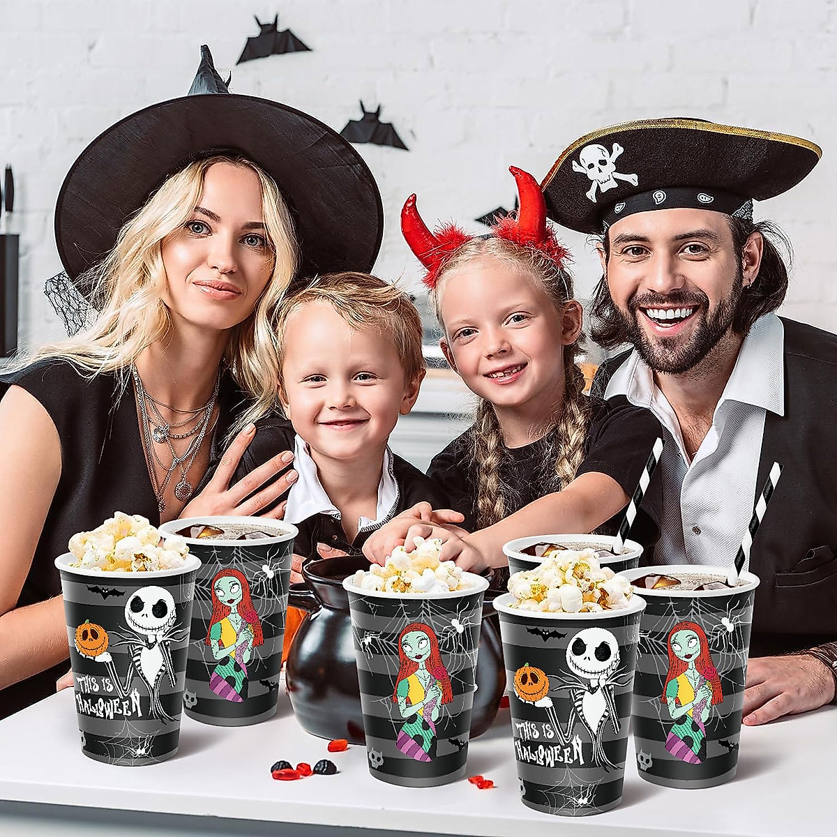 Halloween Disposable Cups for Kids Adult 30 PCS, Halloween Pumpkin Skeleton Disposable Paper Cups for Hot Cold Drinks, Spiderweb Bat Holiday Cups Spooky Halloween Party Supplies 12 OZ Black
