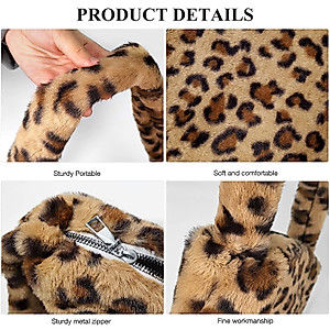 Fuzzy Tote Bag Y2K Fluffy Shoulder Bag Women Furry Purse Large Cute Plush Bag Ladies Faux Fur Bag for Autumn and Winter (Leopard)