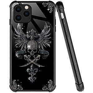 ZHEGAILIAN Case Compatible with iPhone 12,Diamond Skull Pattern Anti-Scratch 12 Pro Cases for Girls Women,Four Corners Desgin Shockproof Case for 12/12 Pro 6.1-inch