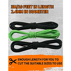 THREE ARCHERS Archery D Loop Rope for Compound Bow D Ring Buckle Release Nocking Loop Material（Pack 3） Bowstring Serving Thread D Loop Buckle (Black+Green)