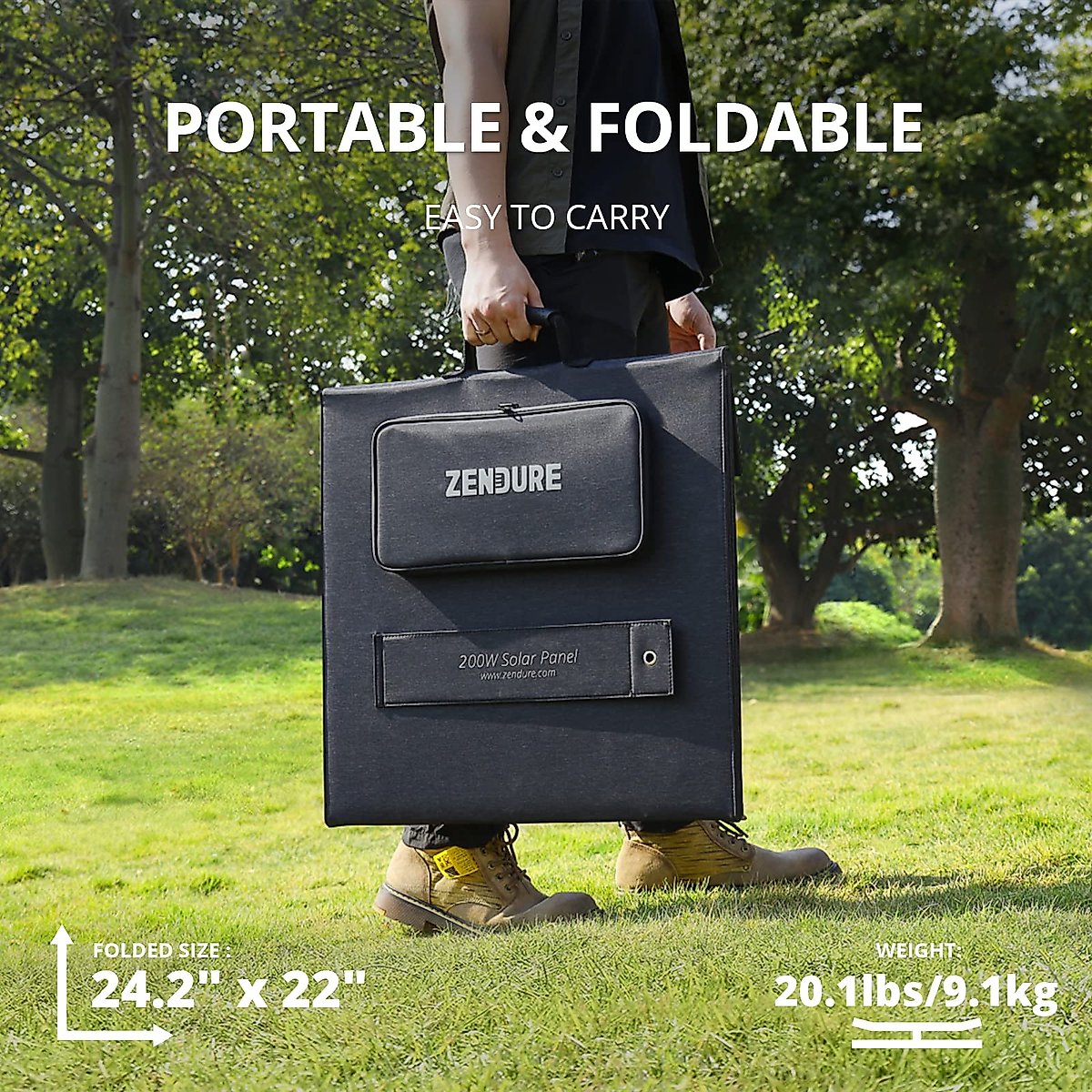 Zendure 200W Foldable Portable Panel with Kickstand, Durable Lightweight Panel Waterproof IP54 Portable Solar Panel Compatible with Zendure/Other Power Stations (with MC4 to XT60 Cable)