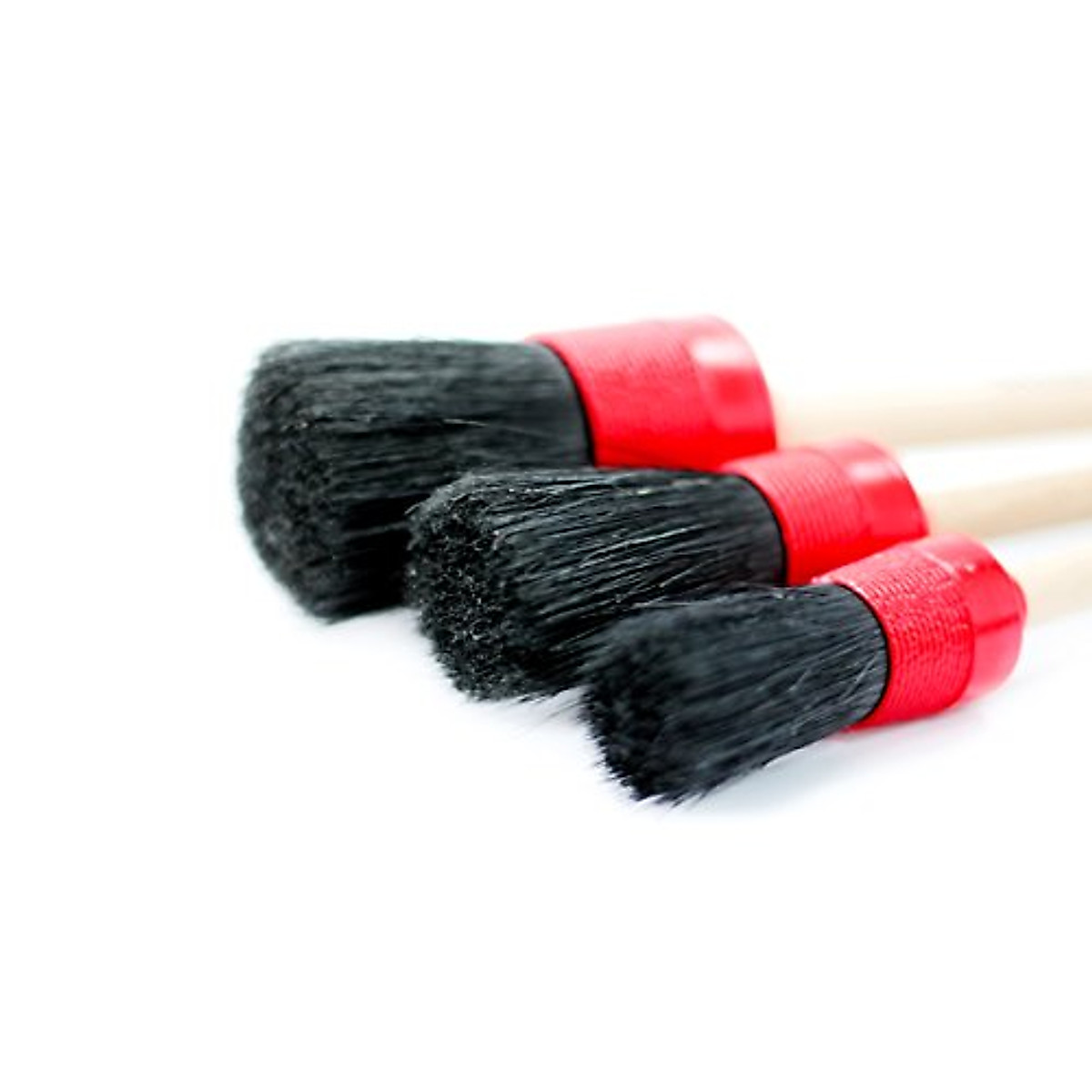 Maxshine Detailing Brushes Set for Interior and Exterior Detailing, Black & Red