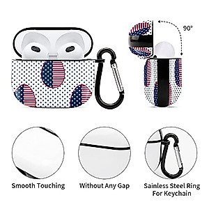 Headphone Case Compatible with AirPods 3 Case, American Flag Easter Egg Soft Plastic Skin Case Cover Shockproof Protective Case with Keychain, Front LED Visible