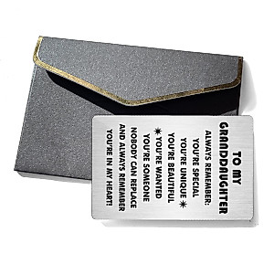 to My Granddaughter Gifts Wallet Card from Nana Papa, Inspirational Granddaughter Quote Metal Wallet Insert Card Double Sided Engraved Gifts for Birthday Christmas