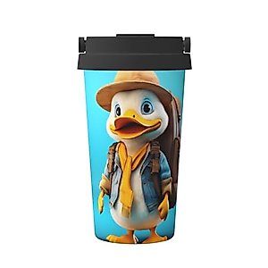 WZYCWB Duckling across backpack Printed insulated coffee cup - leak-proof design, suitable for commuting, office and travel insulated cup,