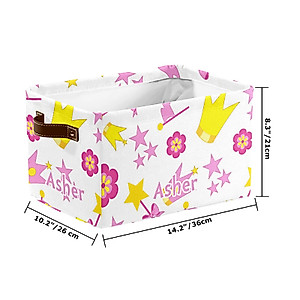 Deven A Lovely Princess Personalized Large Storage Baskets for Organizing Shelves with Handle,Closet Decorative Storage Bins for Toy, Bathroom,Nursery,Home 1 Pack