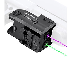 QR-Laser Dual Green Purple Laser Sights with Removable Rail Adapters, Duo-Laser Combo for Pistols with Picatinny Rail Mount, Rechargeable with USB Charging Cable