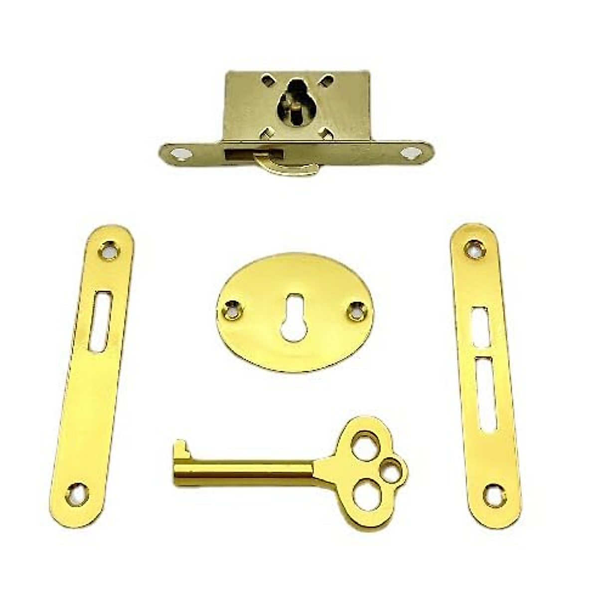 ZCZQC Gold Metal Flush Mount Lock Set for Grandfather Clock, Cabinet Door or Dresser Drawer