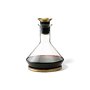 RBT Decanter with Wood Coaster and Micro-Perforated Aerator,Clear
