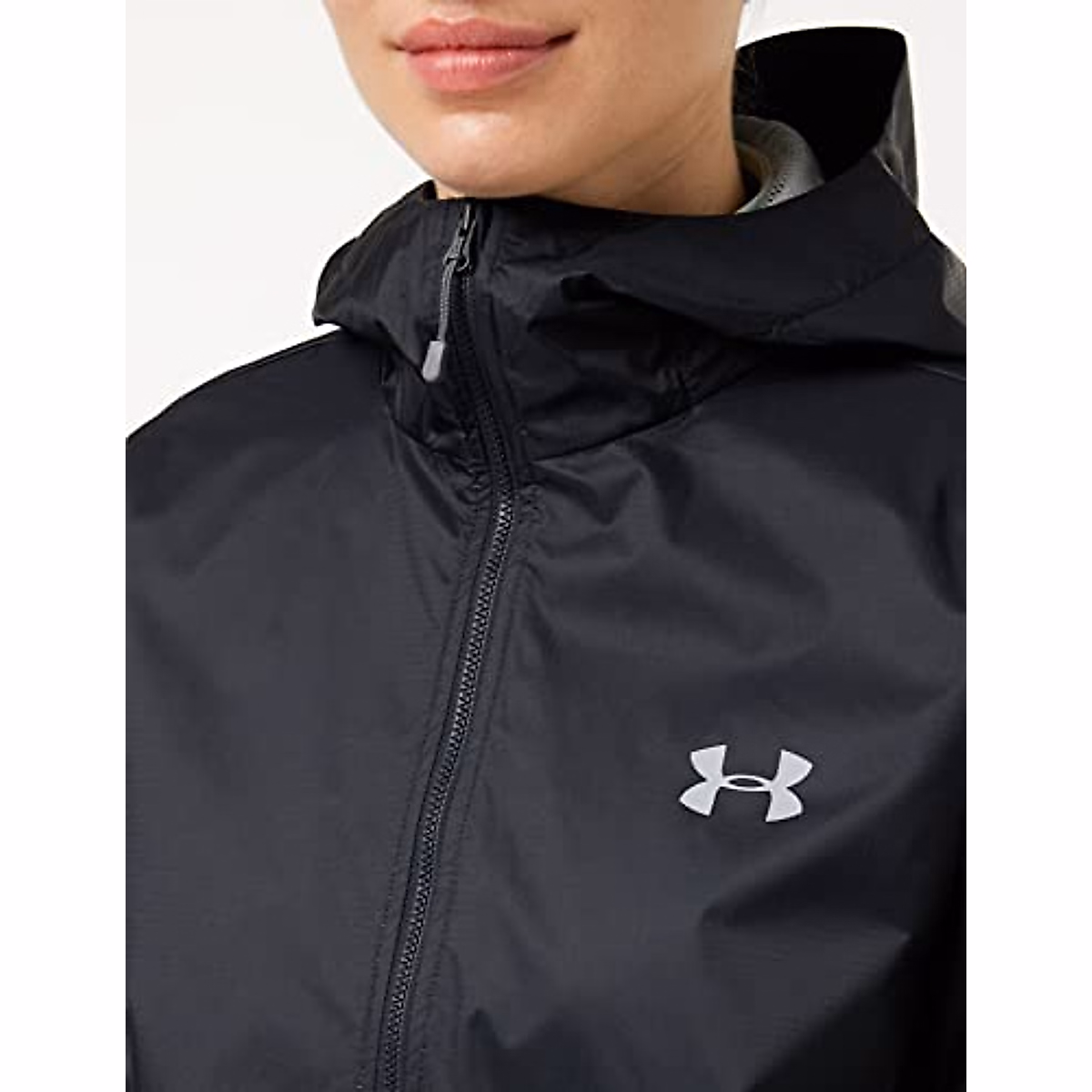 Under Armour mens Forefront Rain Jacket , Black (001)/Steel , Large